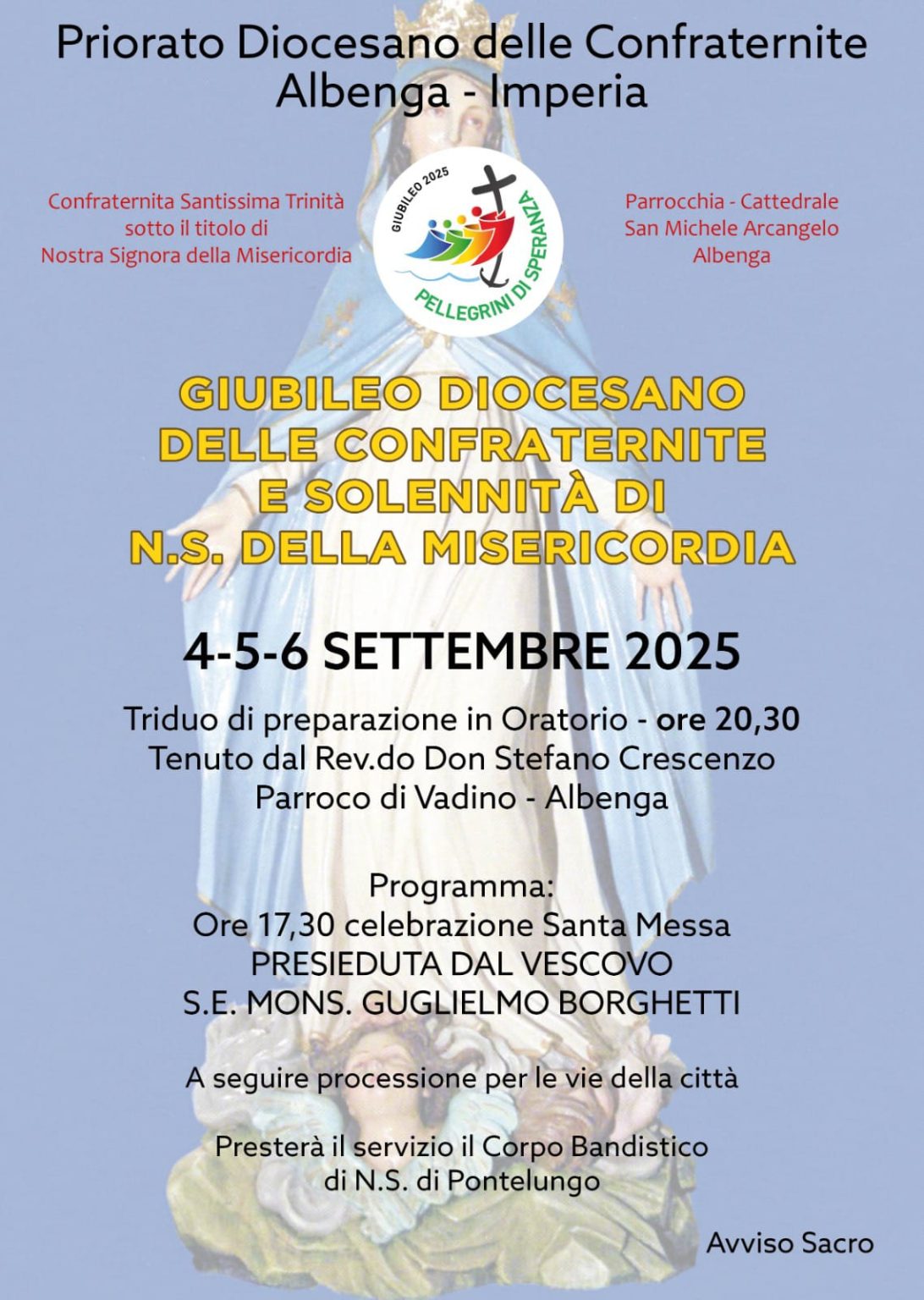 Albenga, domenica 7 Settembre – Giubileo Diocesano delle Confraternite ...